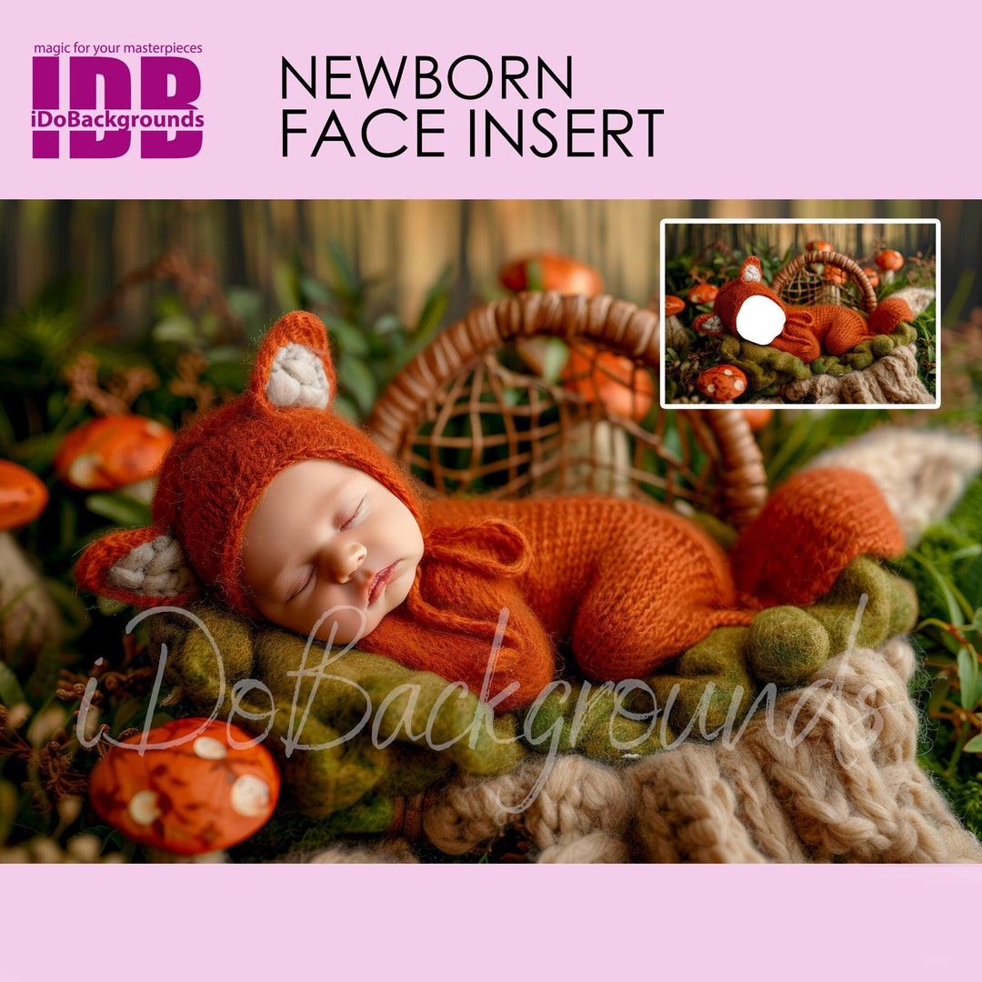 Newborn Digital Backdrop Face Insert, PNG Newborn Photography, Add Baby ...