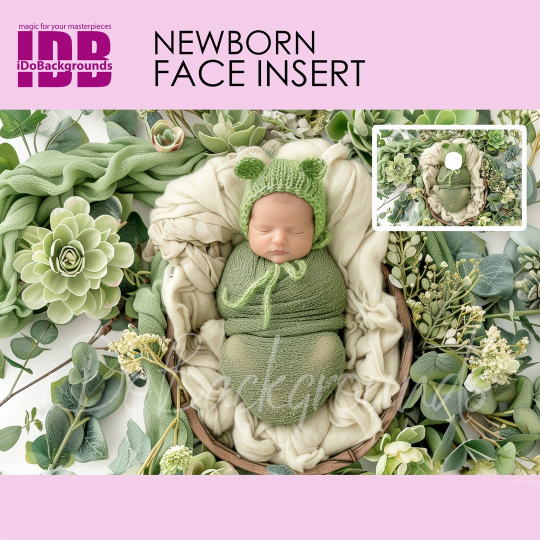 Newborn Digital Backdrop Face Insert, PNG Newborn Photography, Add Baby ...
