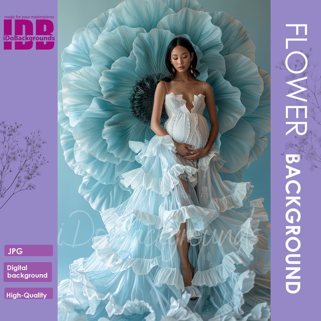 Blue Flower Overlay Backdrop Maternity and Portrait Photography ...