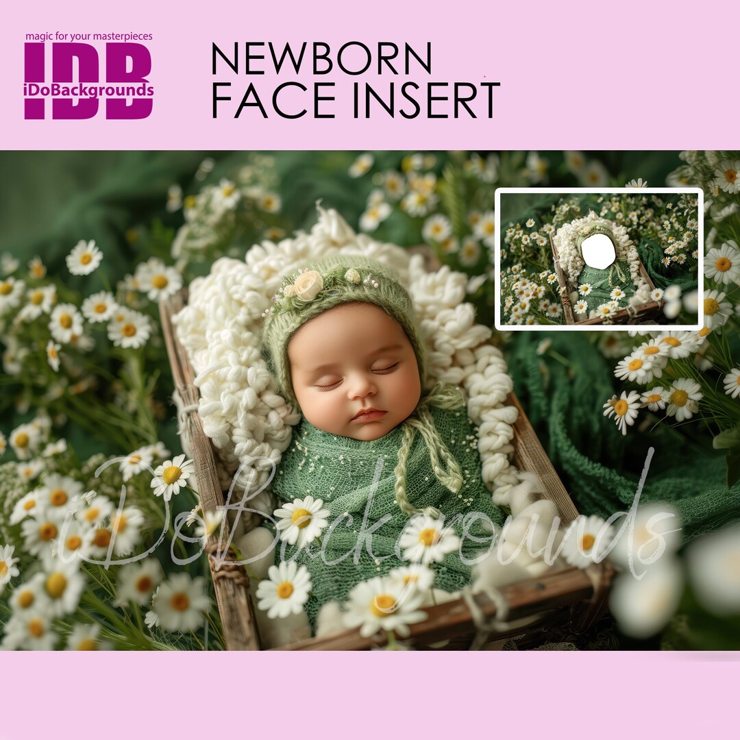Newborn Digital Backdrop Face Insert, PNG Newborn Photography, Add Baby ...