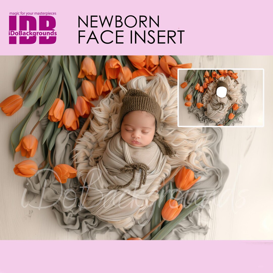 Newborn Digital Backdrop Face Insert, PNG Newborn Photography, Add Baby ...