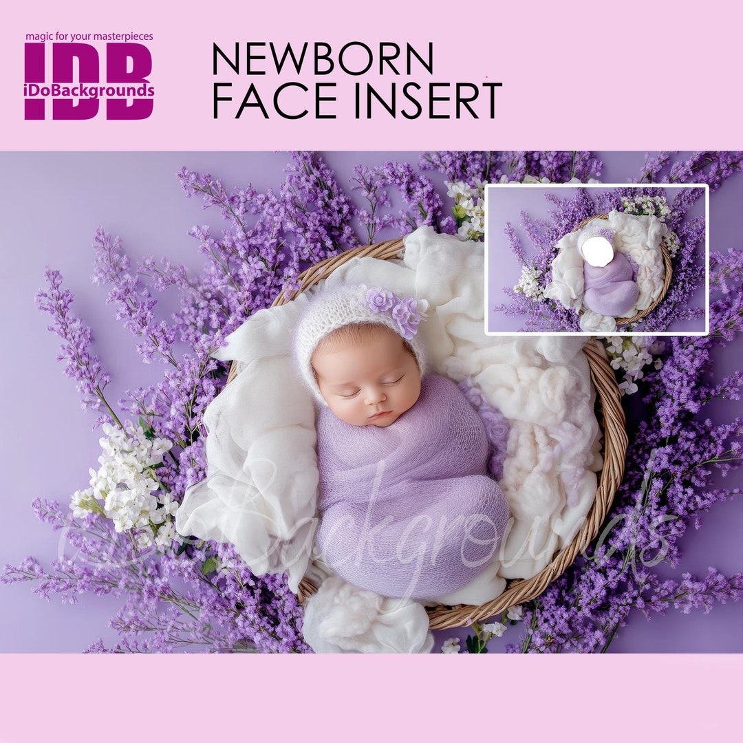 Newborn Digital Backdrop Face Insert, PNG Newborn Photography, Add Baby ...