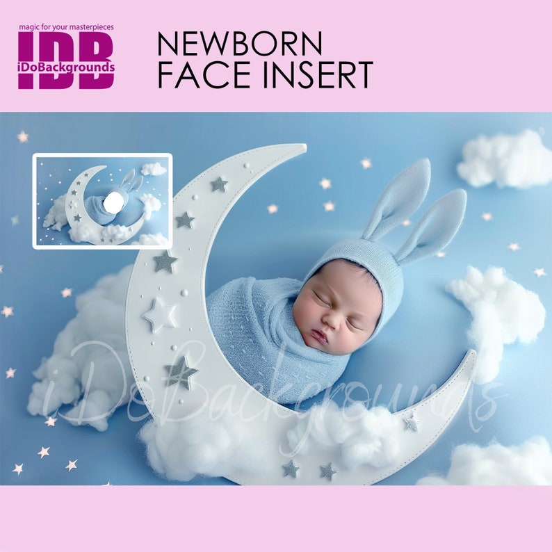 Newborn Digital Backdrop Face Insert, PNG Newborn Photography, Baby ...