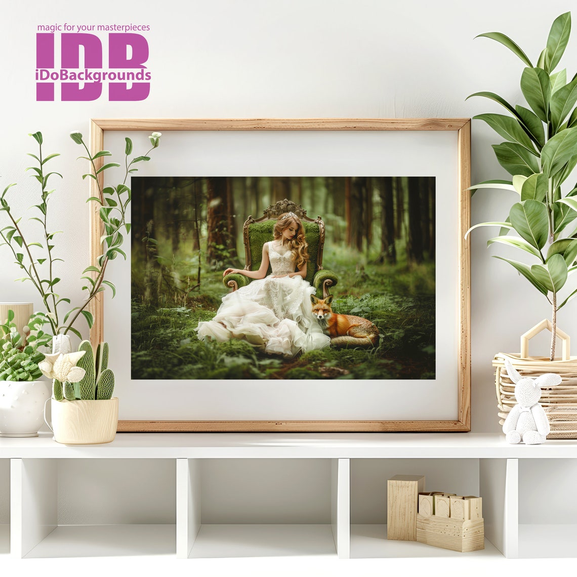 Fantasy Digital Background, Mossy Chair in Green Forest With Fox Moss ...