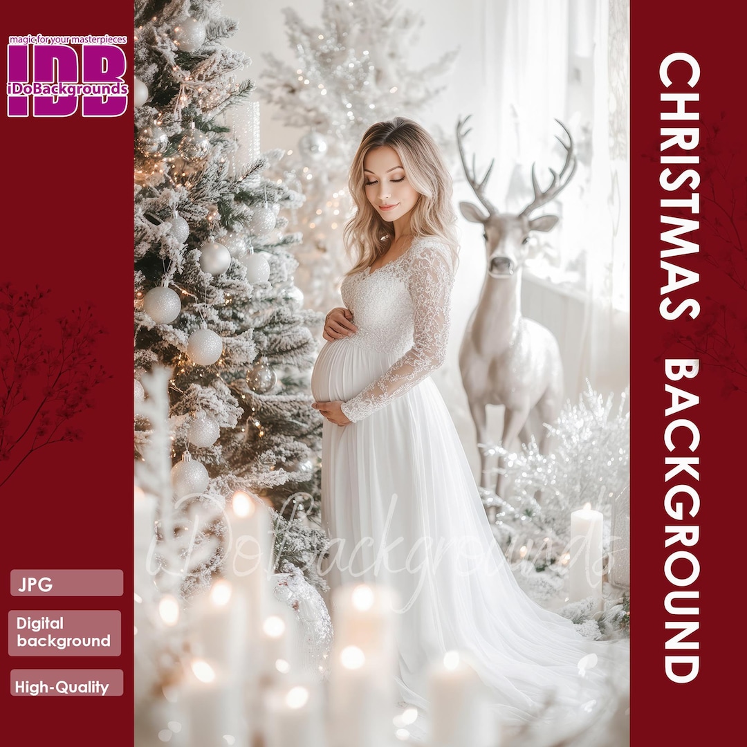 Christmas Digital Backdrop for Elegance White Maternity and Portrait ...