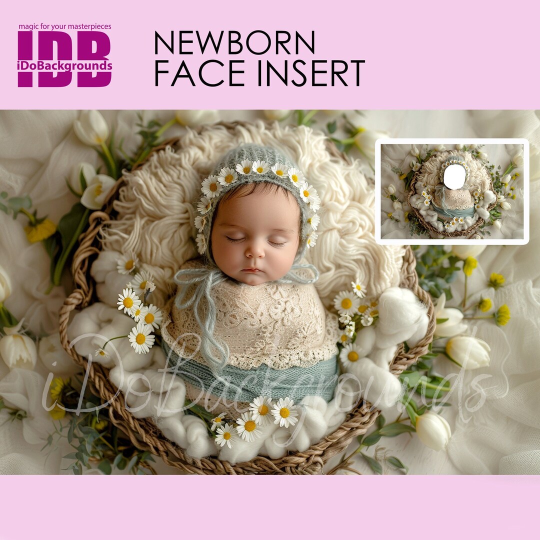 Newborn Digital Backdrop Face Insert, PNG Newborn Photography, Add Baby ...