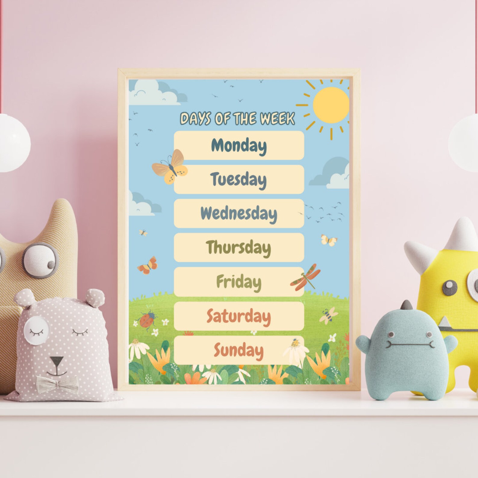 Spring Days of the Week, Printable Educational Posters Montessori ...