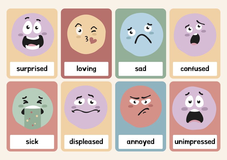 3 Different Emotions Flashcards Montessori Printable Learning Resources ...