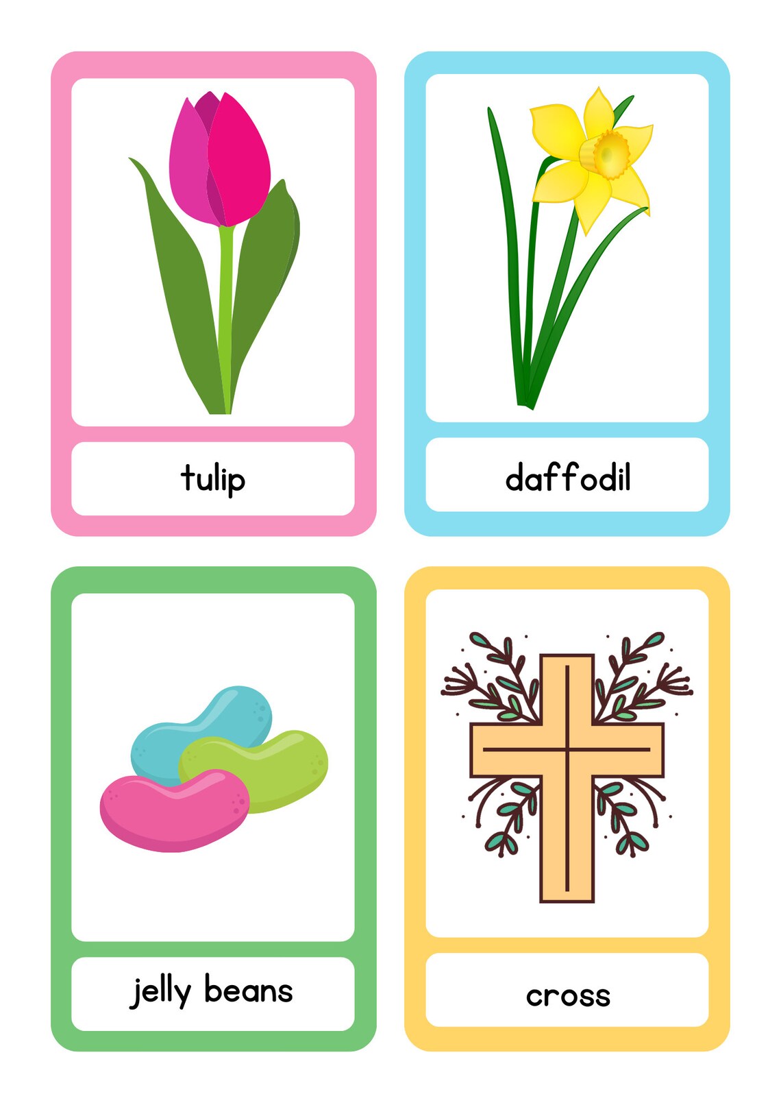 Colorful Easter Vocabulary Cards,easter Flashcards, Montessori Toddler ...