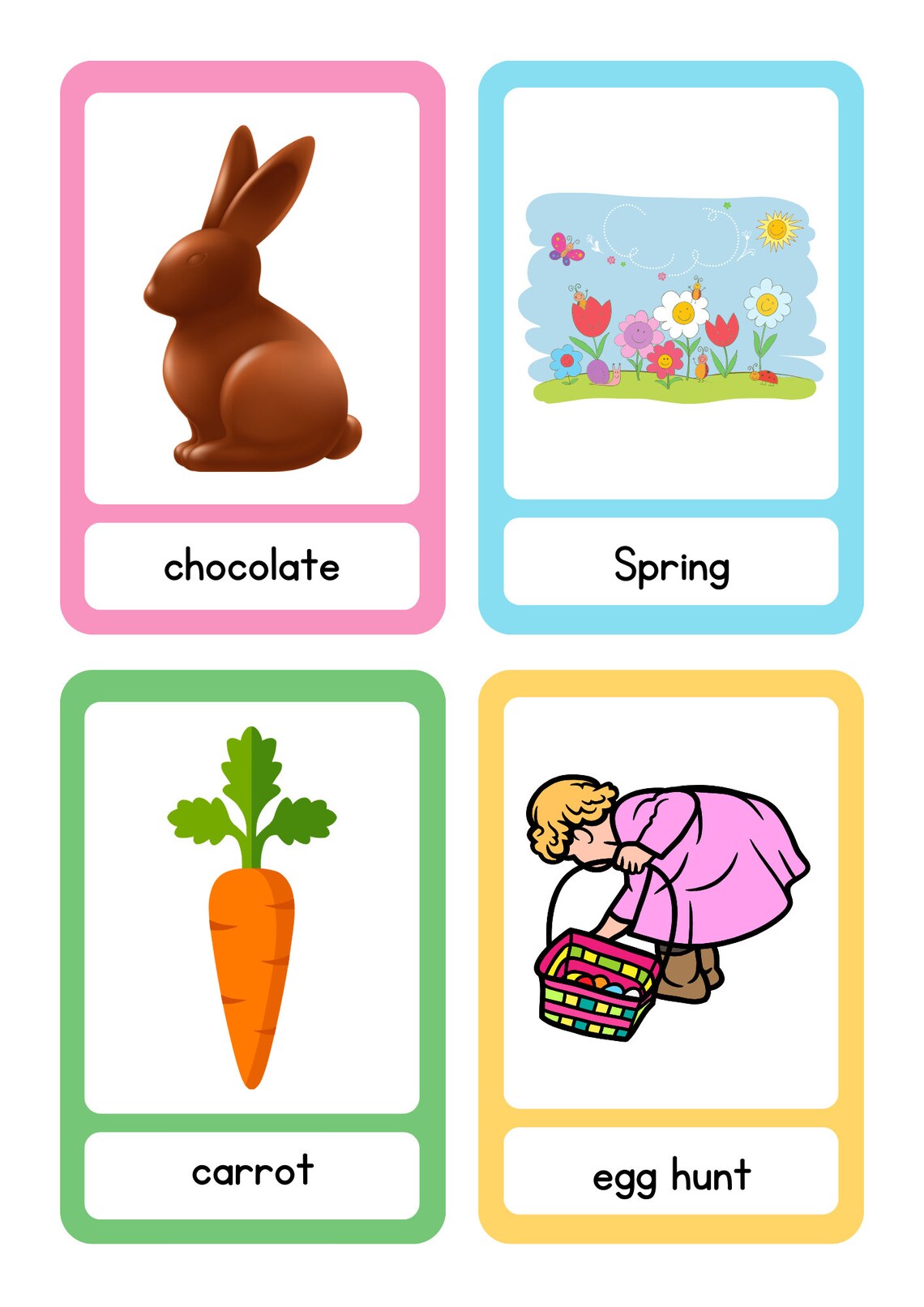 Colorful Easter Vocabulary Cards,easter Flashcards, Montessori Toddler ...