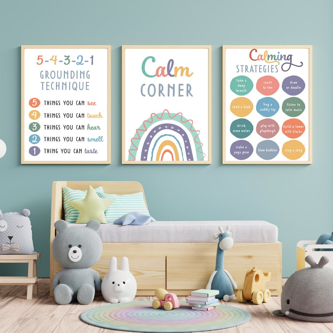 Calming Poster Printable,calm Corner Awareness Quiet Rainbow Themed ...