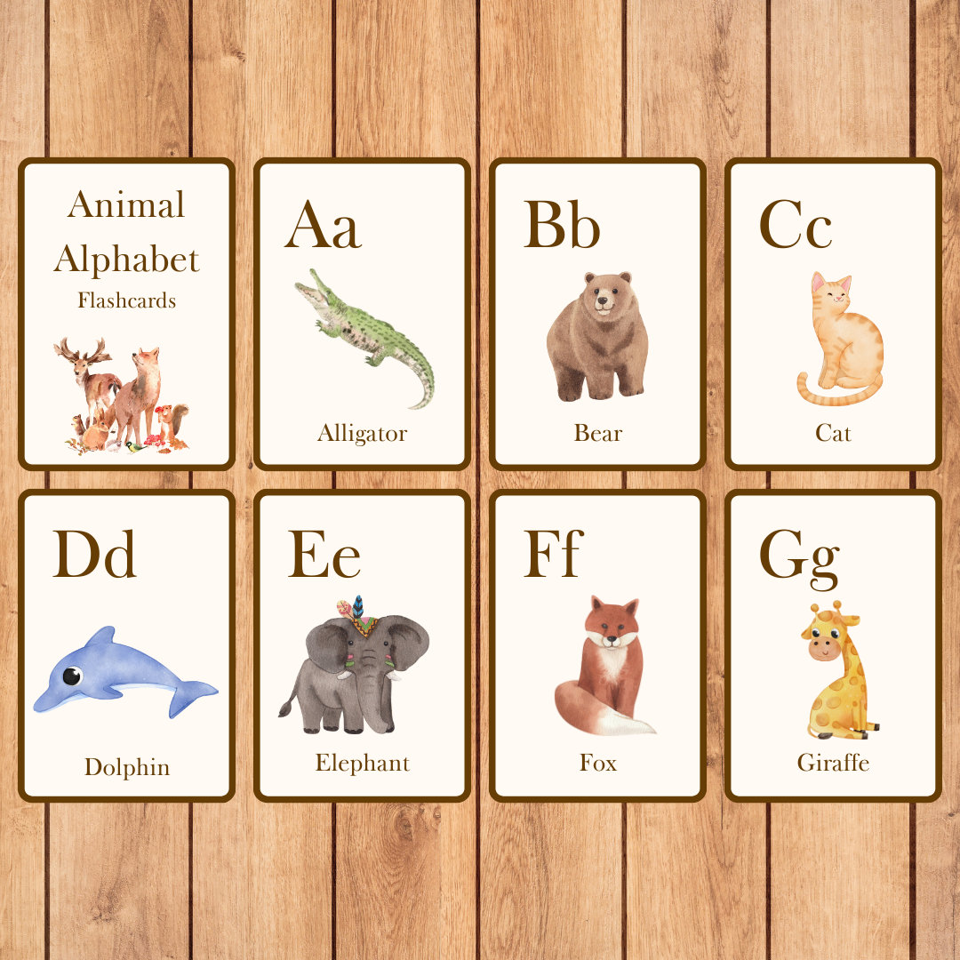 Animal Alphabet Flashcards,cute Animal Alphabet Educational Learning ...