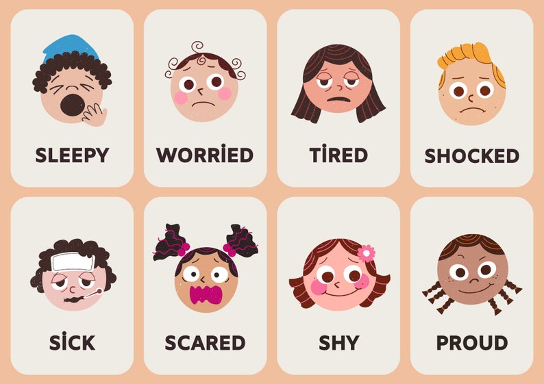 3 Different Emotions Flashcards Montessori Printable Learning Resources ...