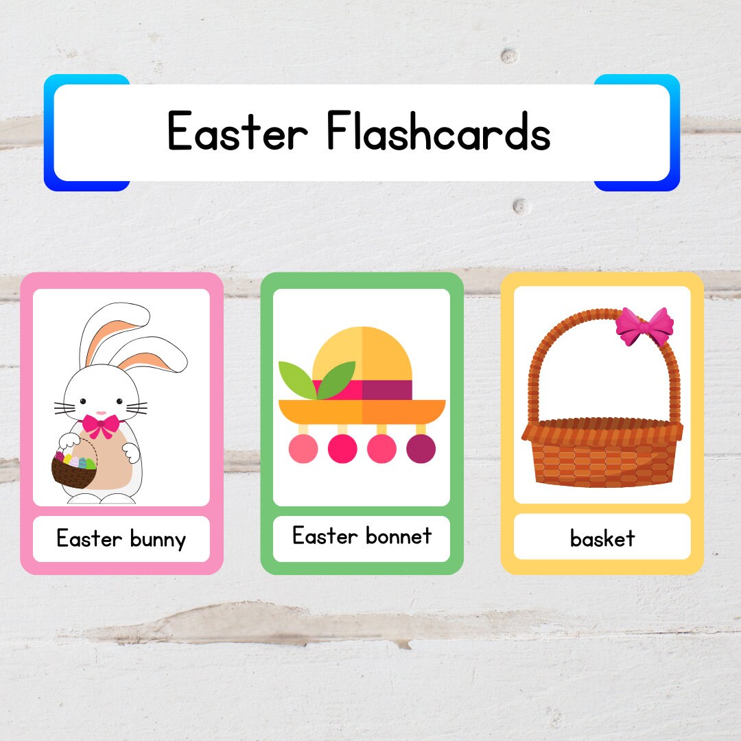 Colorful Easter Vocabulary Cards,easter Flashcards, Montessori Toddler ...
