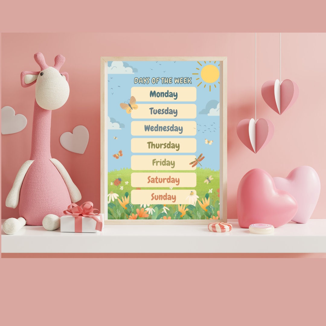 Spring Days of the Week, Printable Educational Posters Montessori ...
