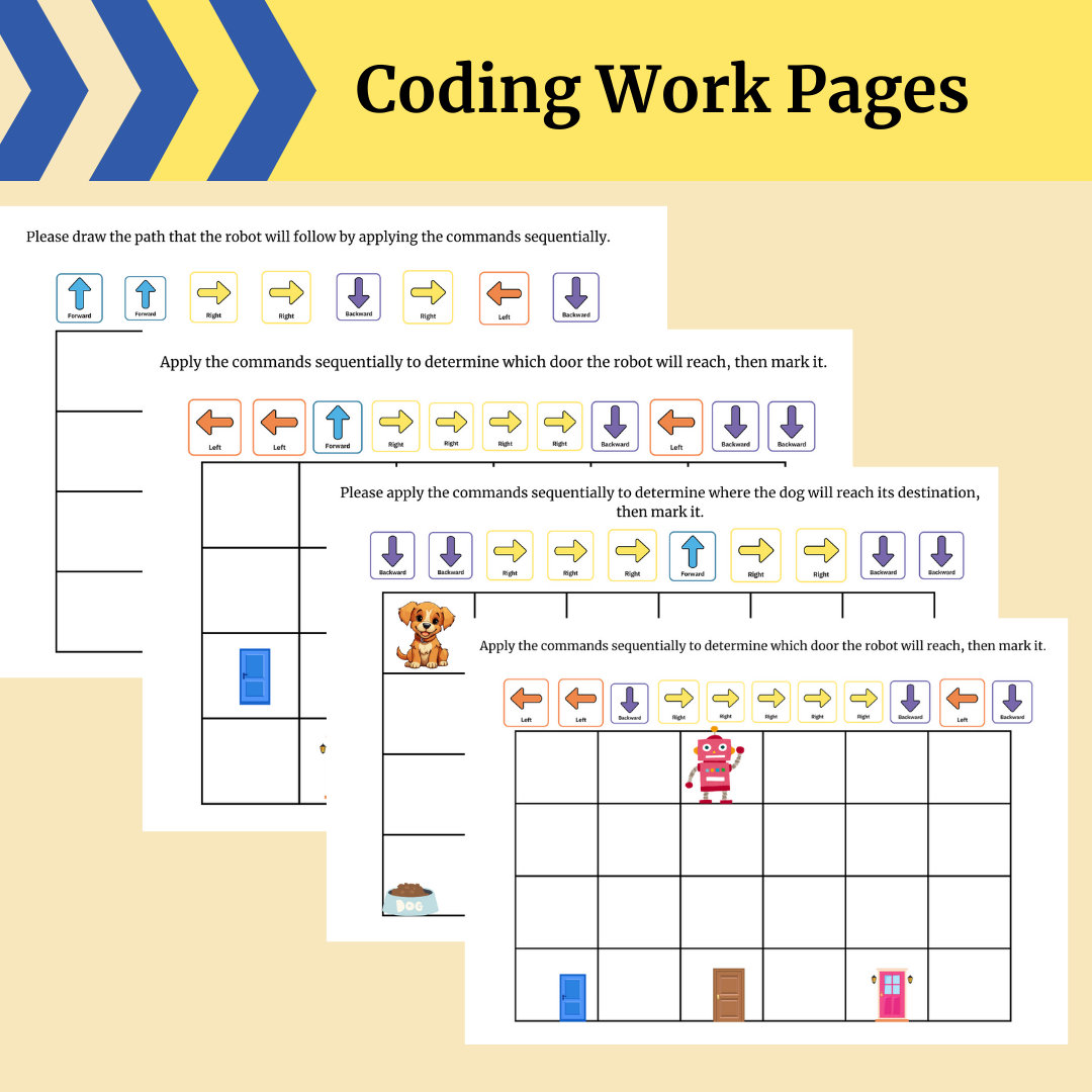Coding for Kids Coding Direction Cards Coding Worksheets kindergarten ...