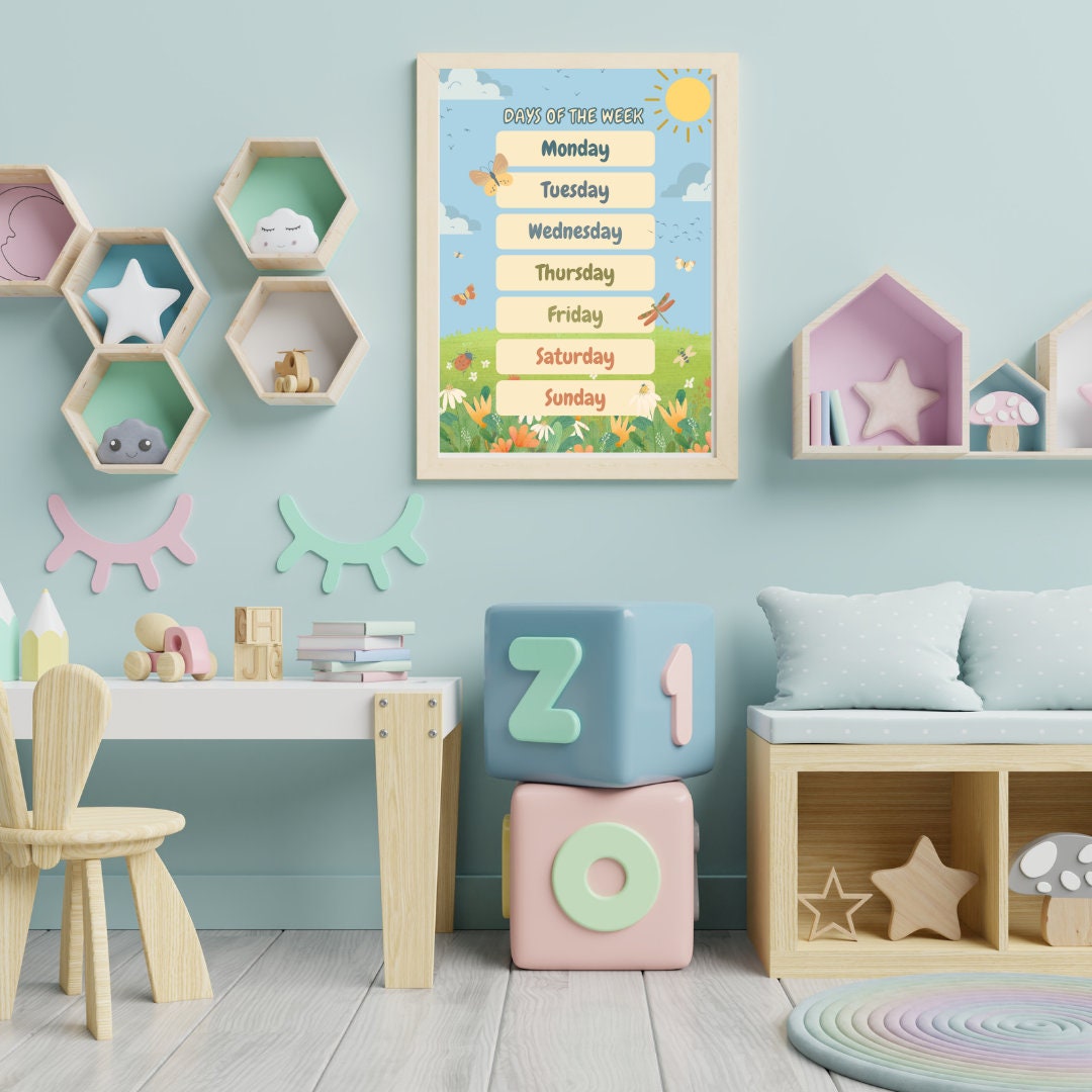 Spring Days of the Week, Printable Educational Posters Montessori ...