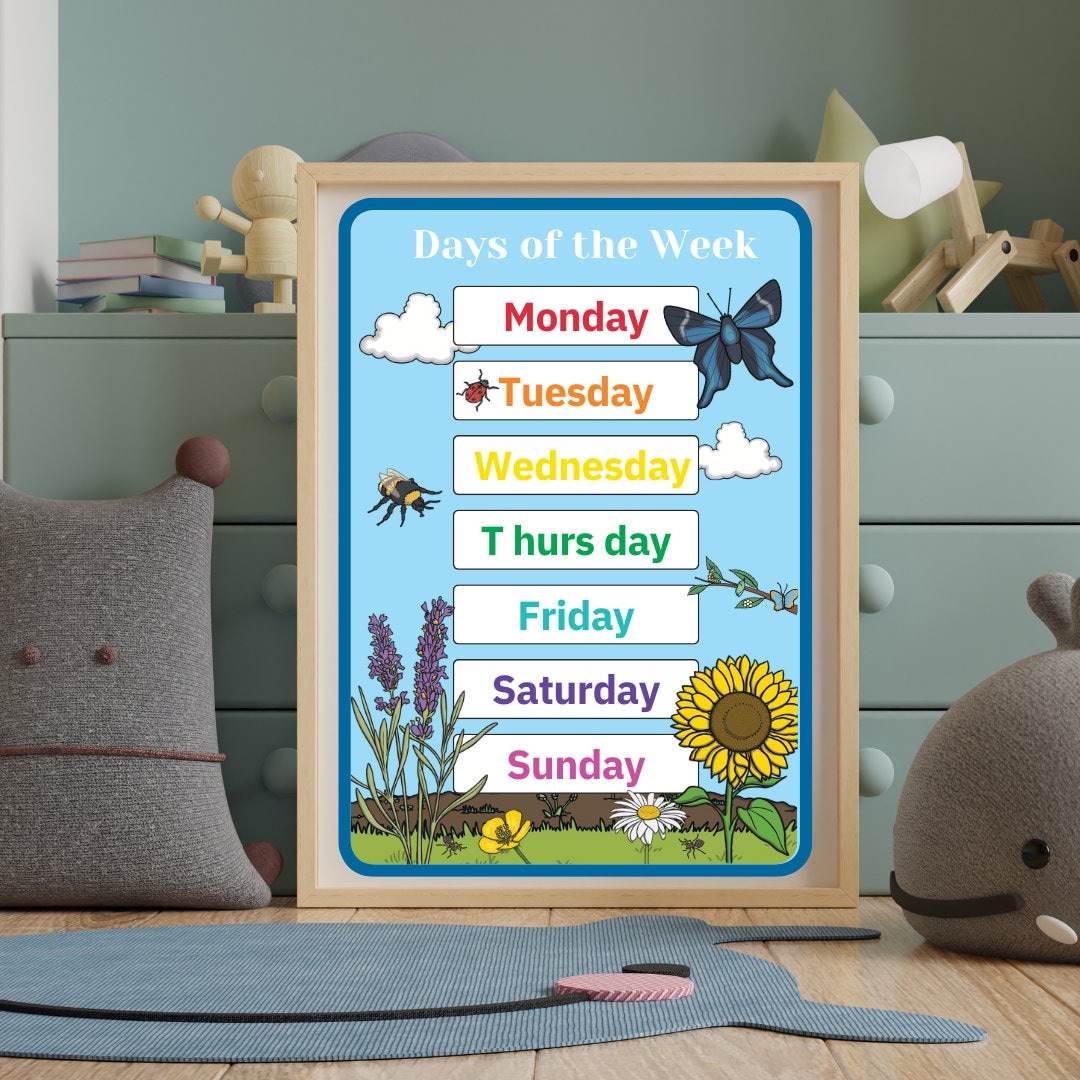 Days of the Week, Printable Educational Posters ,montessori Education ...