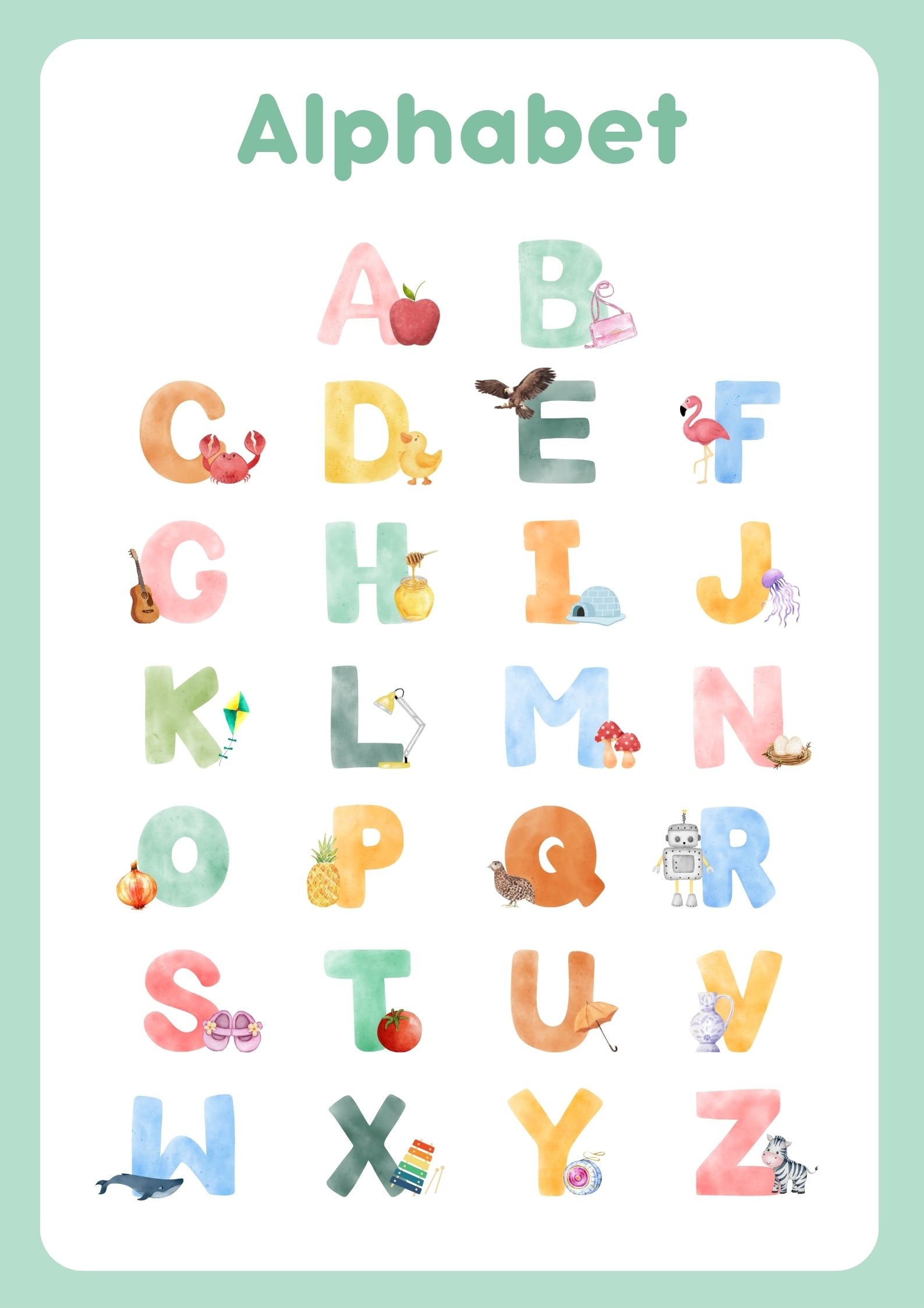 8 Different Educational Posters|alphabet Posters|homeschool Printables ...