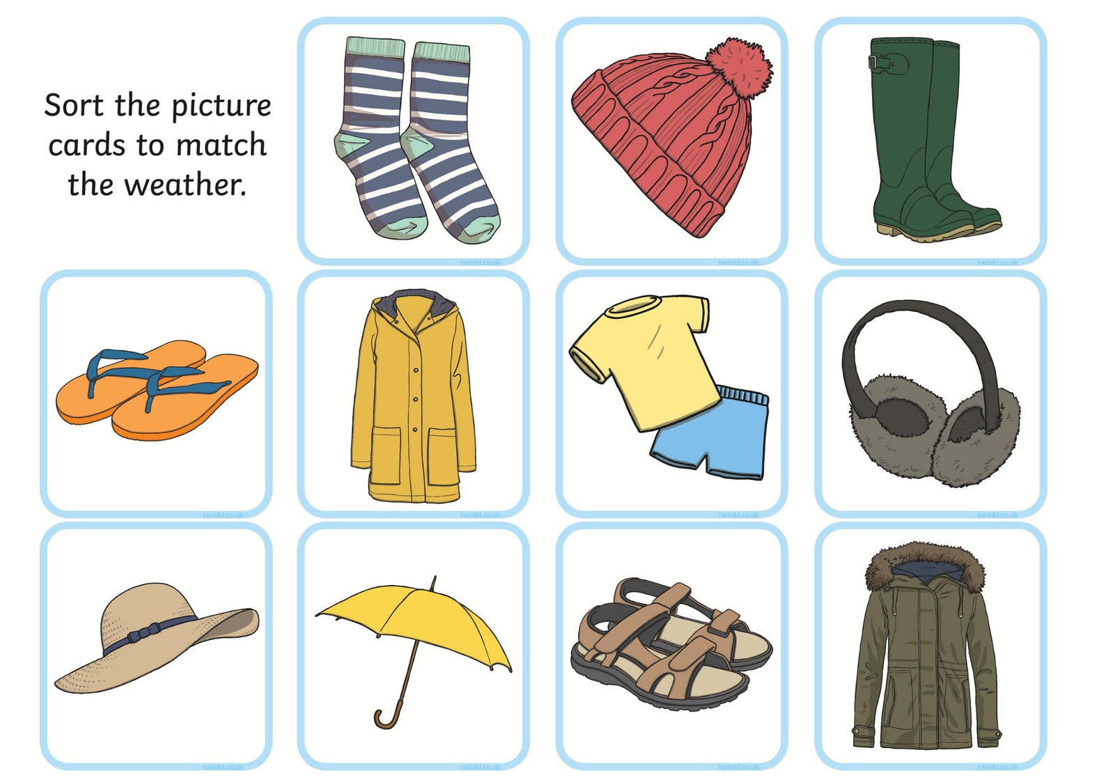 Weather Clothes Sorting Activity,early Learning - Preschool Learning ...