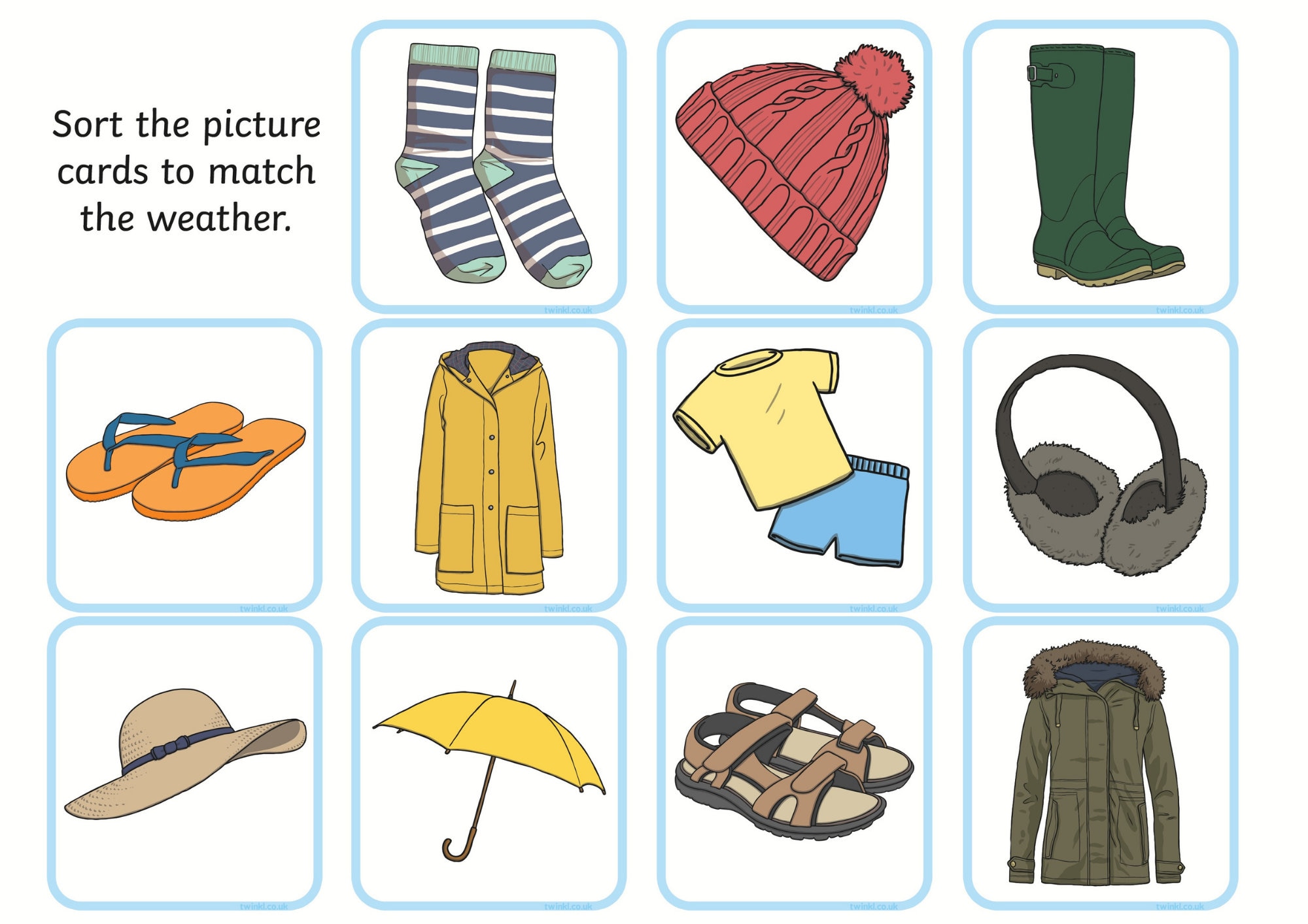 Weather Clothes Sorting Activity,early Learning - Preschool Learning ...