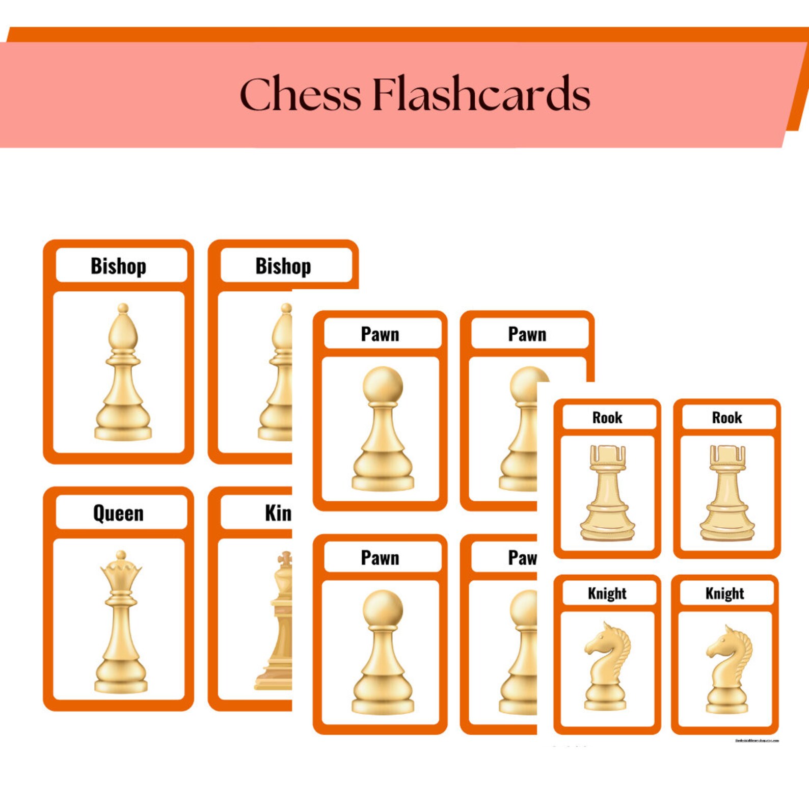 Chess Flashcards,chess Pieces,montessori Cards,flash Cards,strategic ...