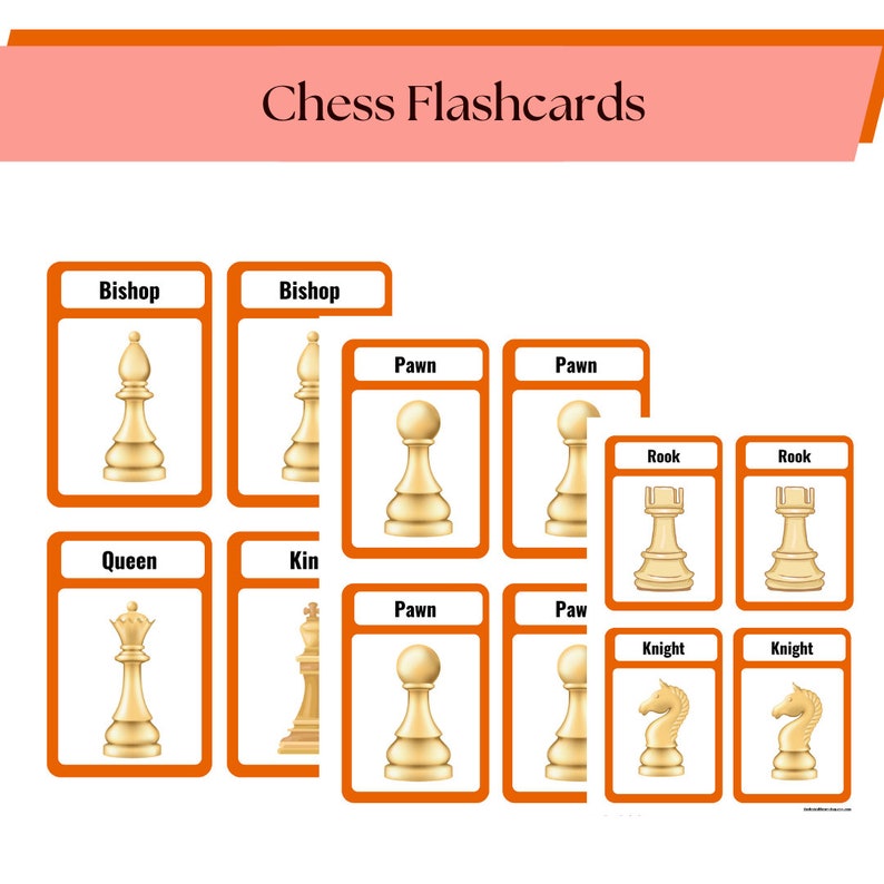 Chess Flashcards,chess Pieces,montessori Cards,flash Cards,strategic ...