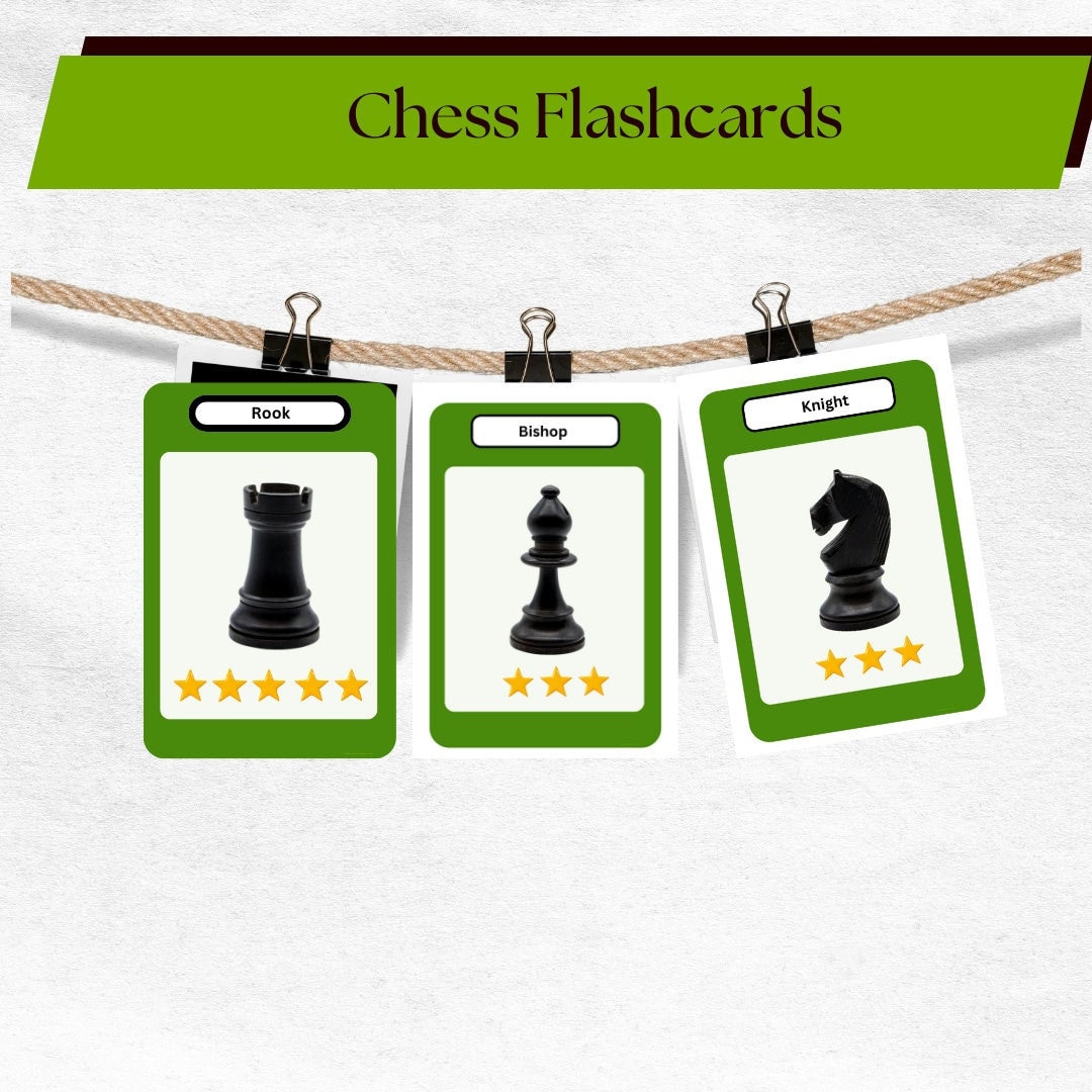 Chess Flashcards,chess Pieces,montessori Cards,strategic Intelligence ...