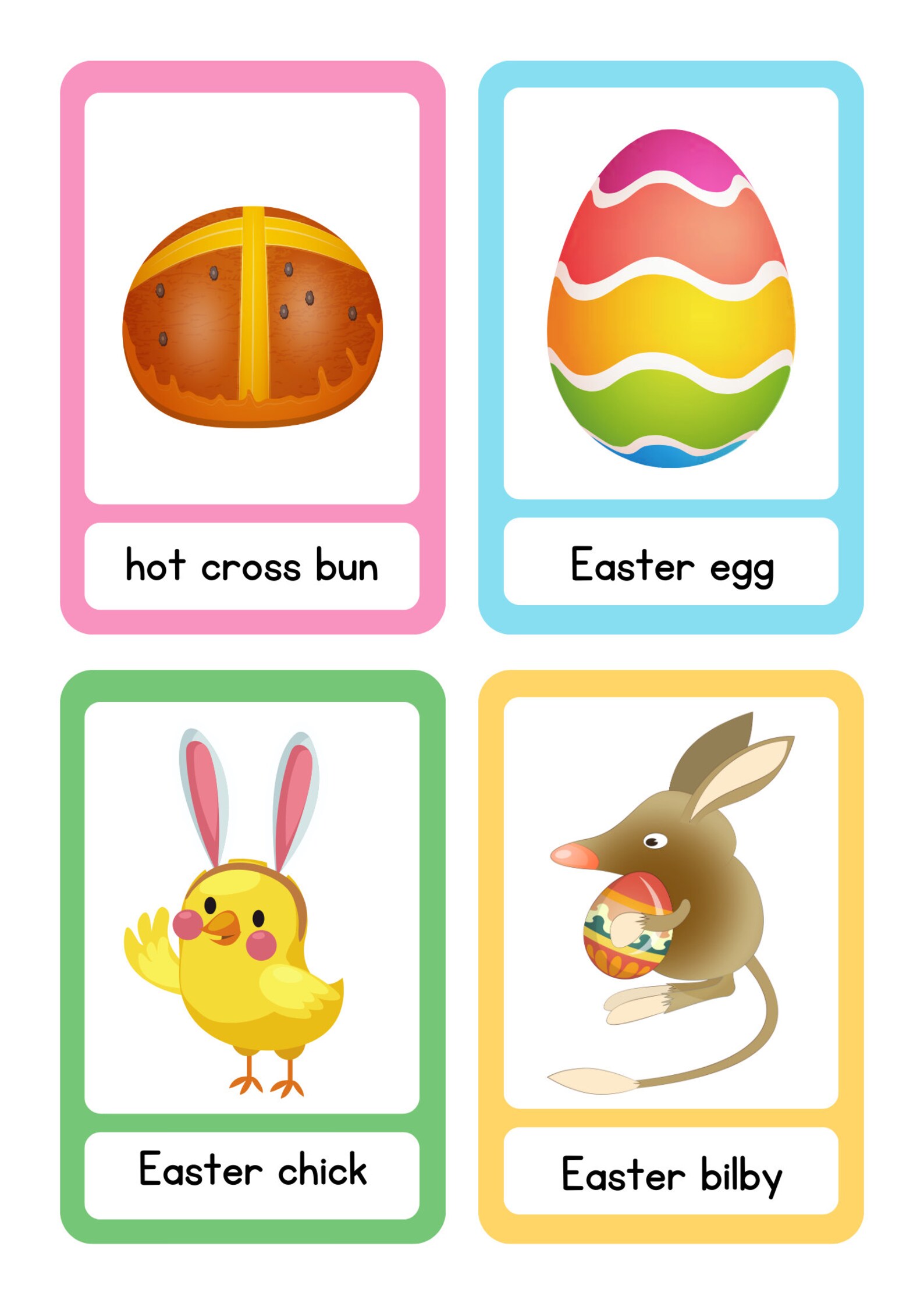 Colorful Easter Vocabulary Cards,easter Flashcards, Montessori Toddler ...