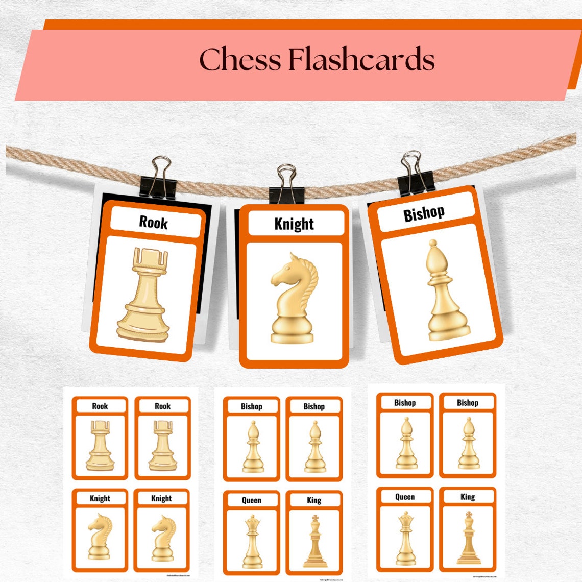 Chess Flashcards,chess Pieces,montessori Cards,flash Cards,strategic ...