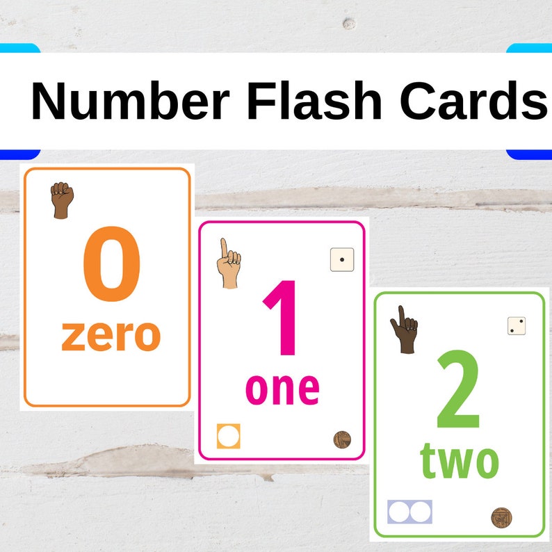 Numbers Flash Cards, Preschool Counting Flash Cards, Number Cards 1-20 ...