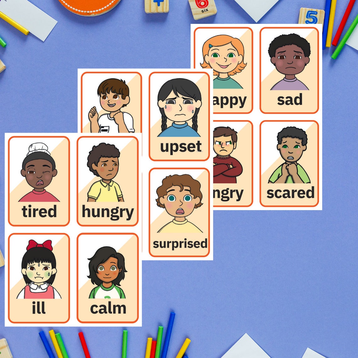 Emotion Flashcards ,emotion Cards Toddler,printable Emotion Cards for ...