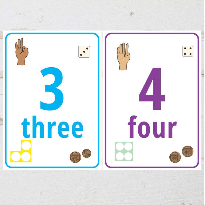 Numbers Flash Cards, Preschool Counting Flash Cards, Number Cards 1-20 ...