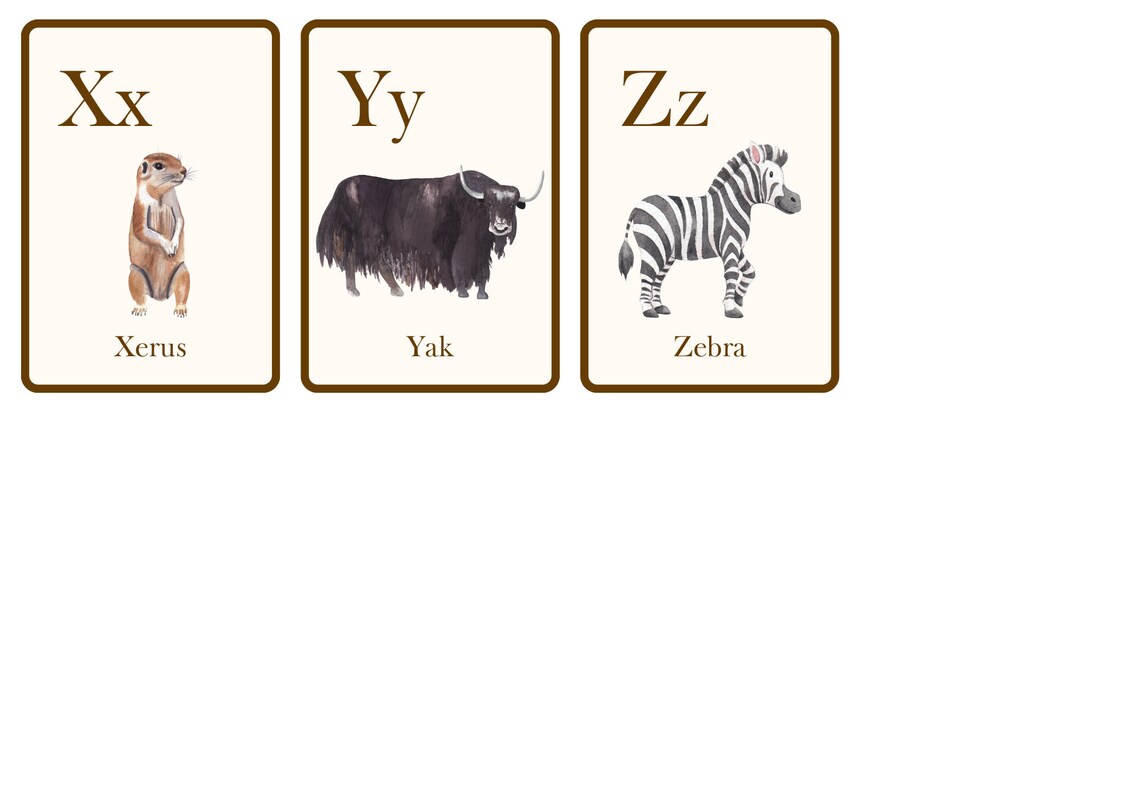 Animal Alphabet Flashcards,cute Animal Alphabet Educational Learning ...