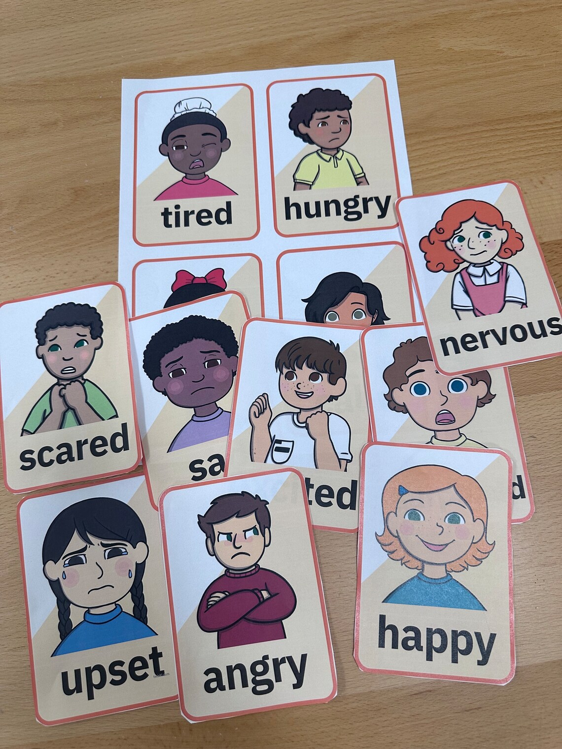 Emotion Flashcards ,emotion Cards Toddler,printable Emotion Cards for ...