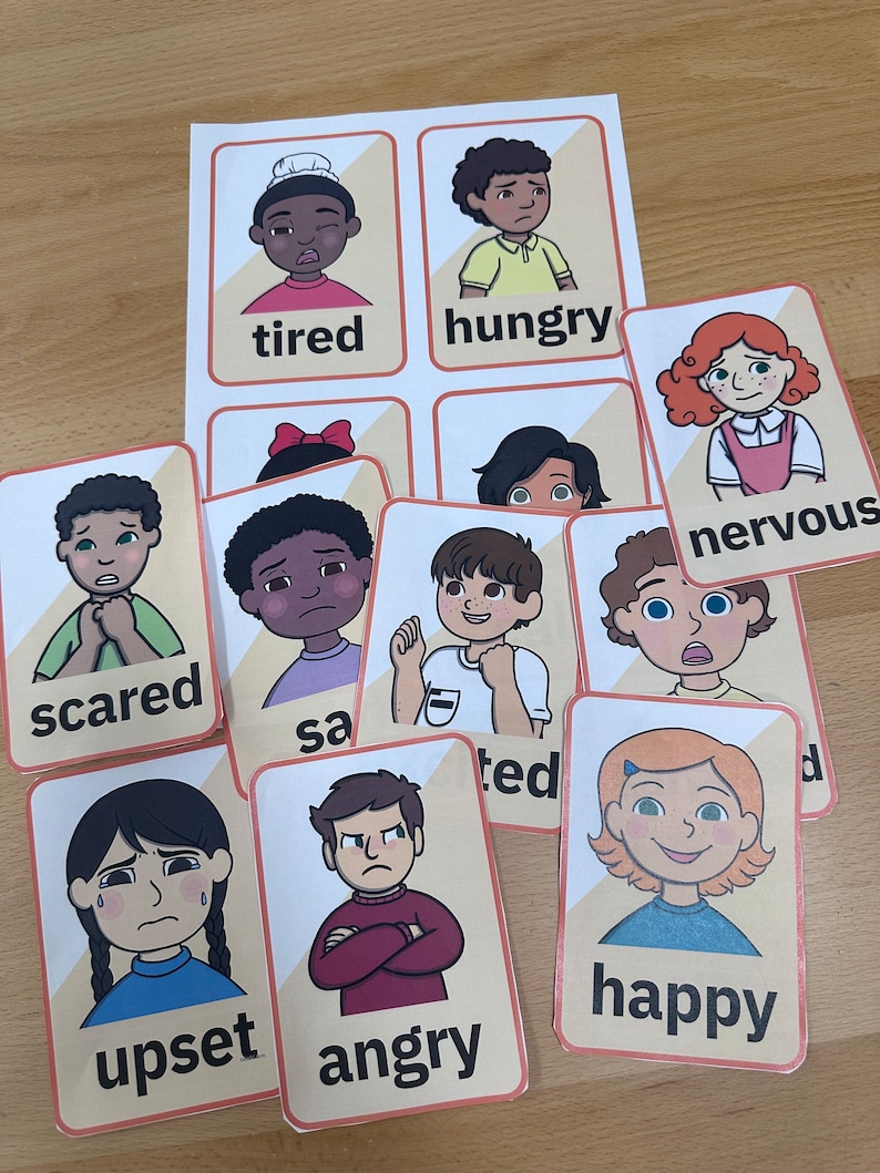 Emotion Flashcards ,emotion Cards Toddler,printable Emotion Cards for ...