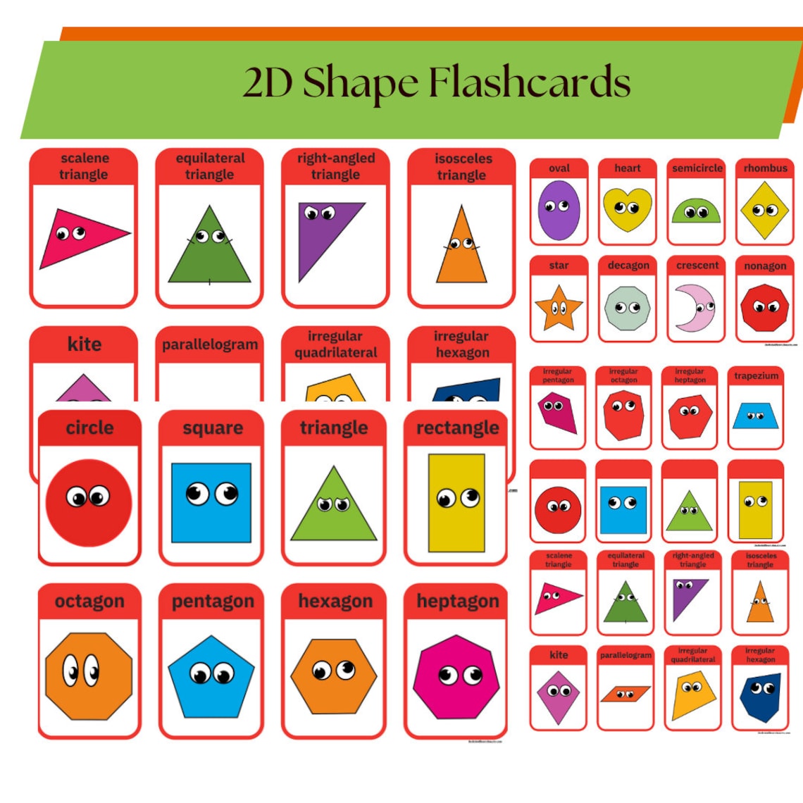 2D Shape Flashcards | Shapes for Kindergarten | Shapes Printable ...