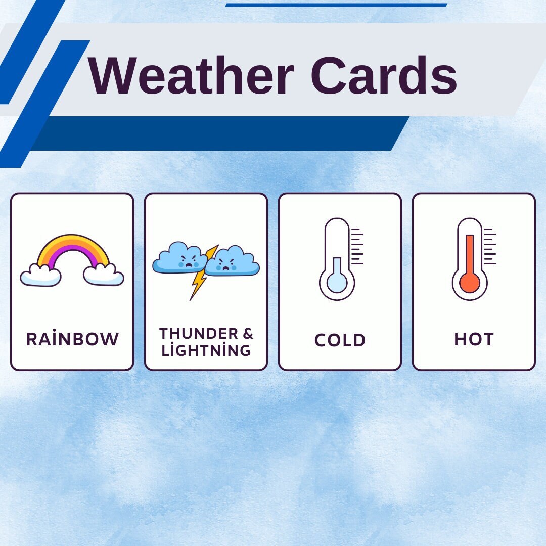 Weather Cards | Montessori Flashcards | Pre-school Cards | Rainbow ...
