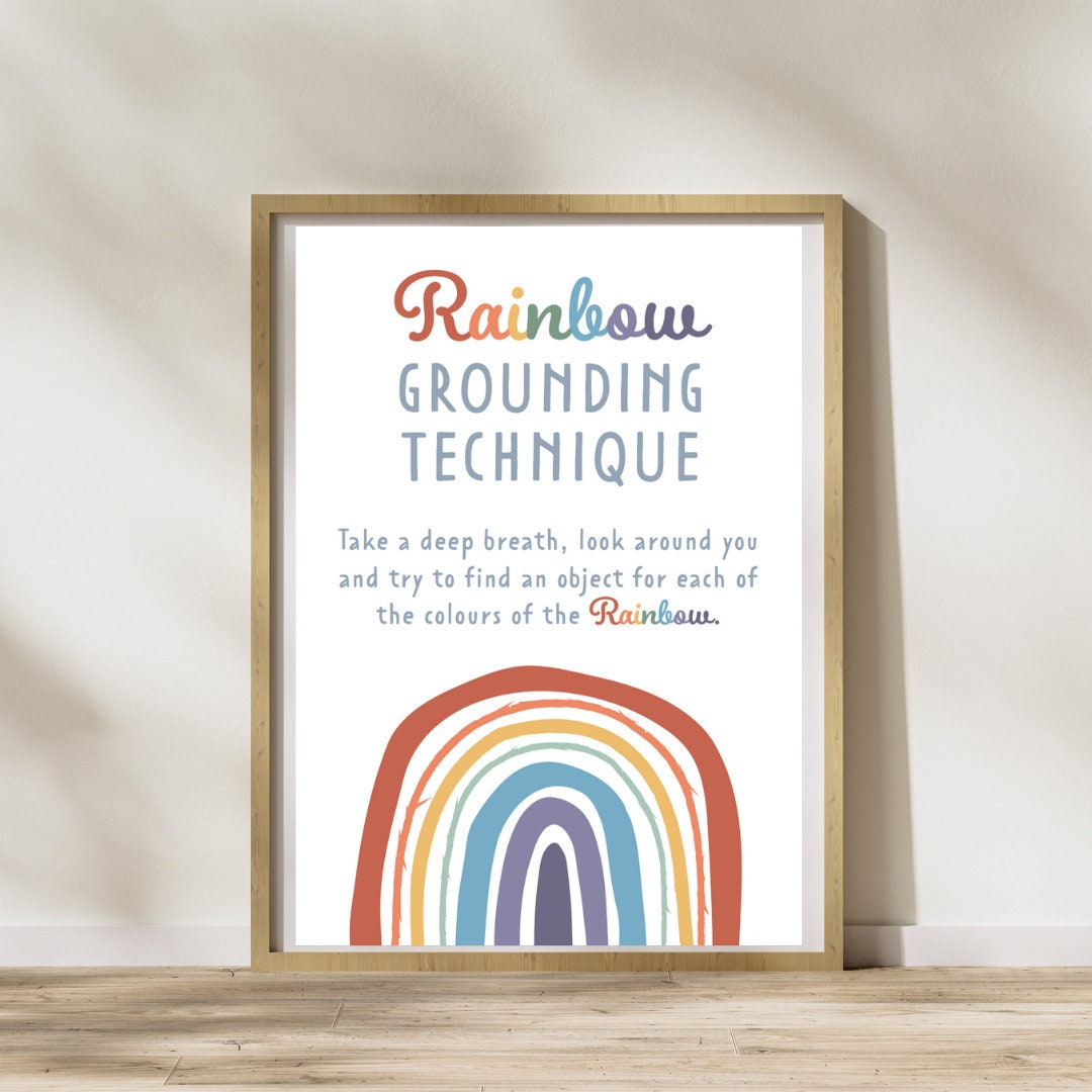 Calming Poster Printable,calm Corner Awareness Quiet Rainbow Themed ...