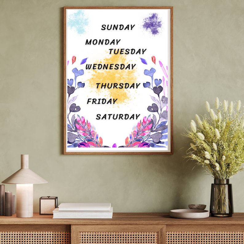 Days of the Week Poster Set,custom Design Poster,home Decor, Days of ...