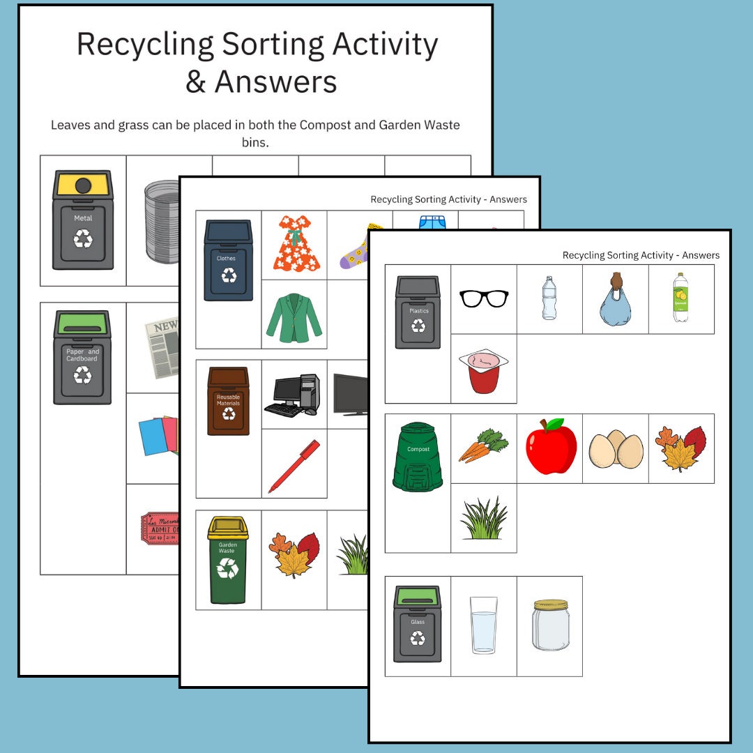 Recycling Activity-recycling Game, Earth Day Activity,waste Sorting ...