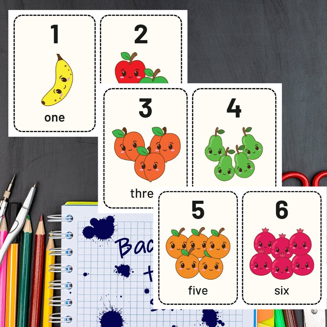 Fruity Counting Cards,counting Flashcards,numbers Flash Cards,preschool ...