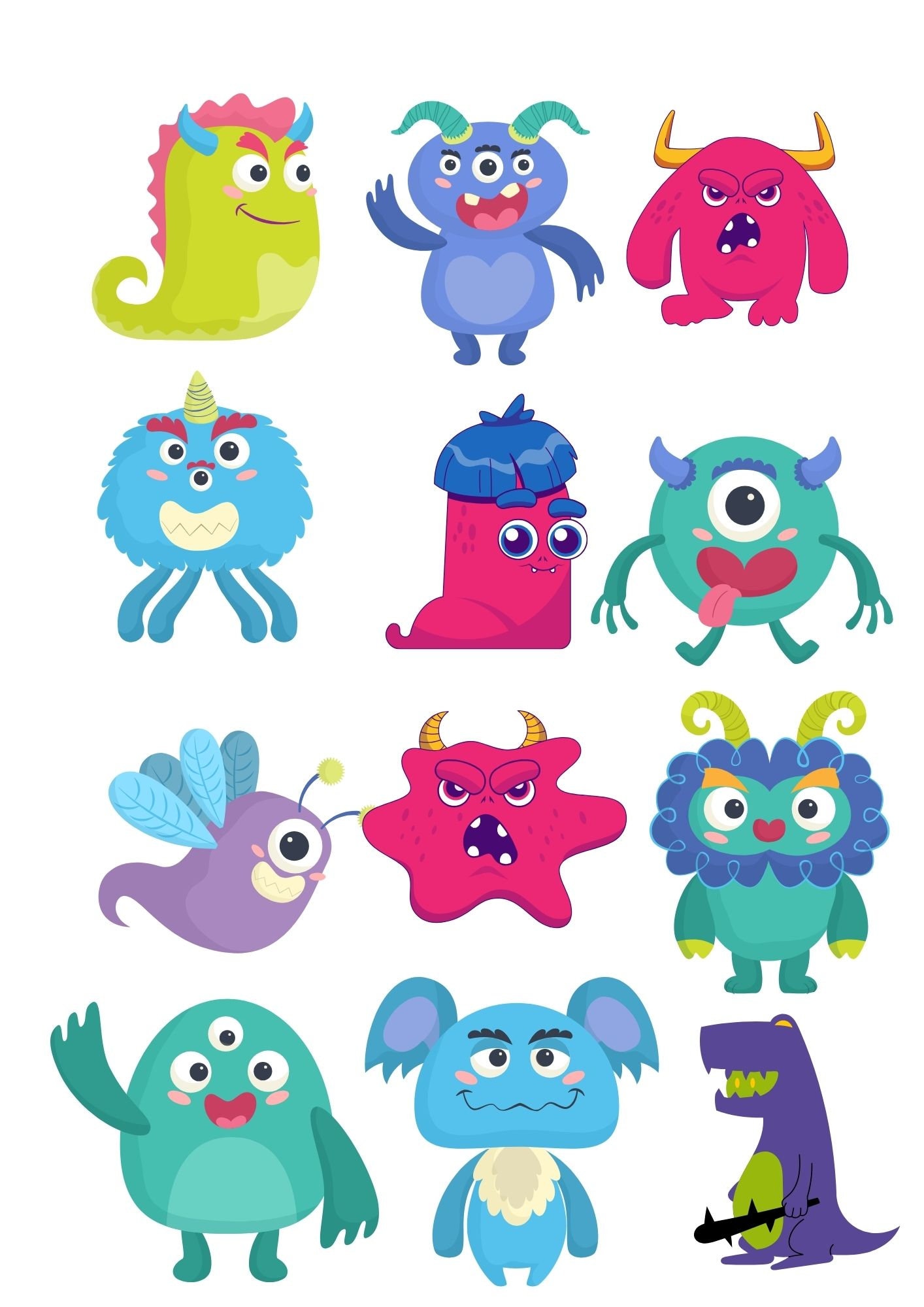 Monster Clipart Set Cute Monster Pictures,30 Different Sweet Monster ...