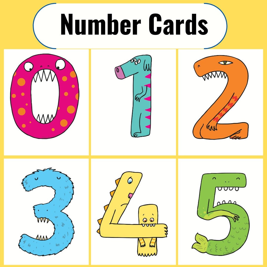 Monster Numbers Display Numbers, Printable Number Flashcards, 1-20 ...