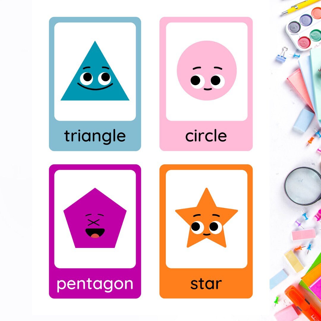 Shapes Flash Cards,educational Shapes Flashcards,preschool Shapes ...
