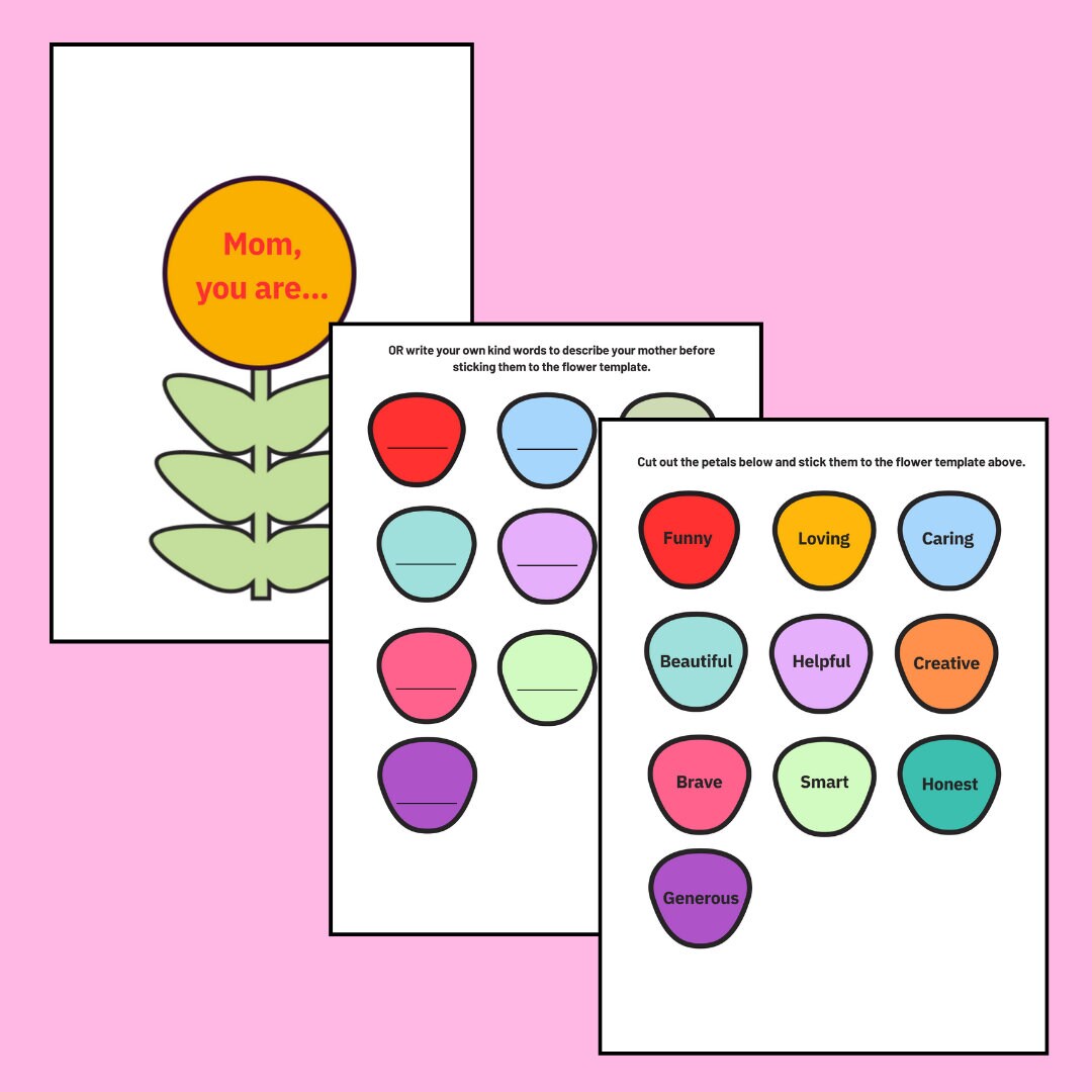 Mother's Day Flower Craft,printable Activity,mother's Day Bouquet Craft ...