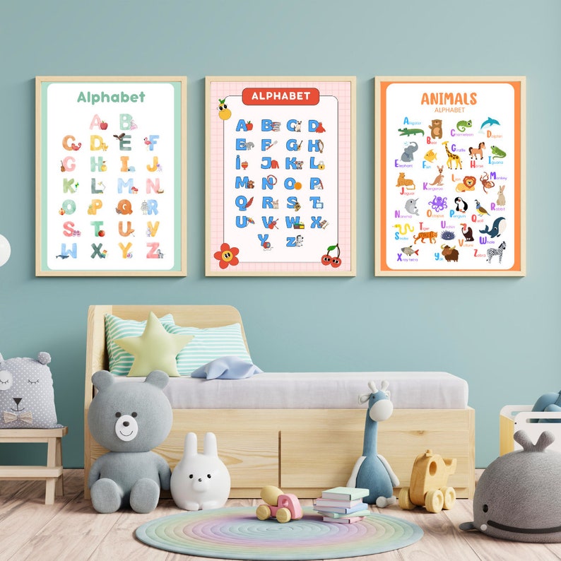 8 Different Educational Posters|alphabet Posters|homeschool Printables ...