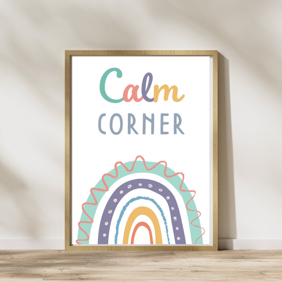 Calming Poster Printable,calm Corner Awareness Quiet Rainbow Themed ...