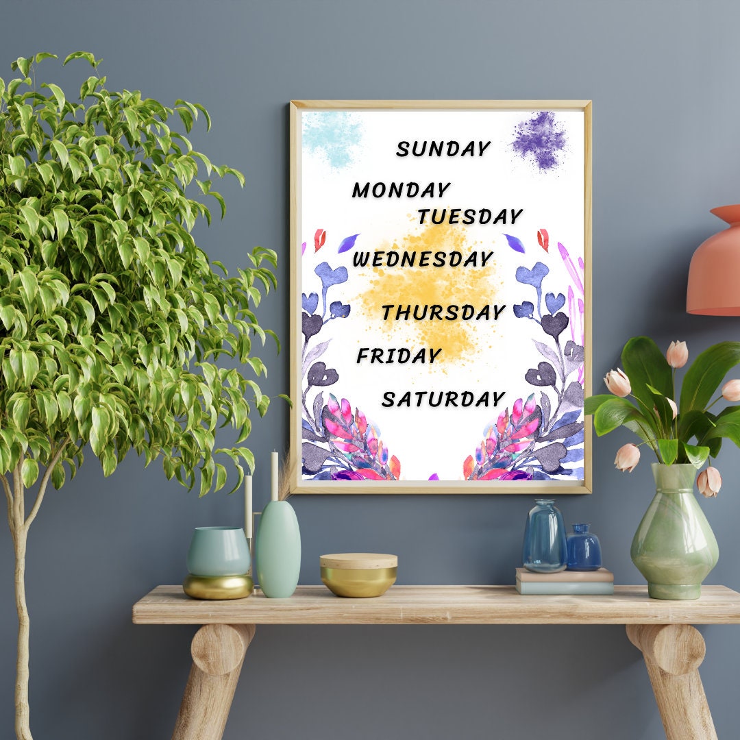 Days of the Week Poster Set,custom Design Poster,home Decor, Days of ...