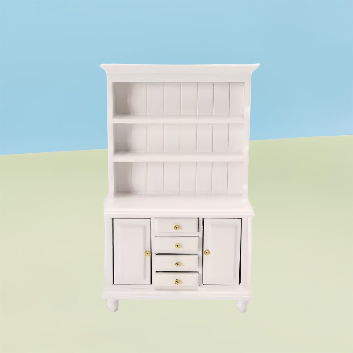 BJD White Cupboard Bookcase, Mini Cupboard Bookcase Dollhouse 1:12 ...